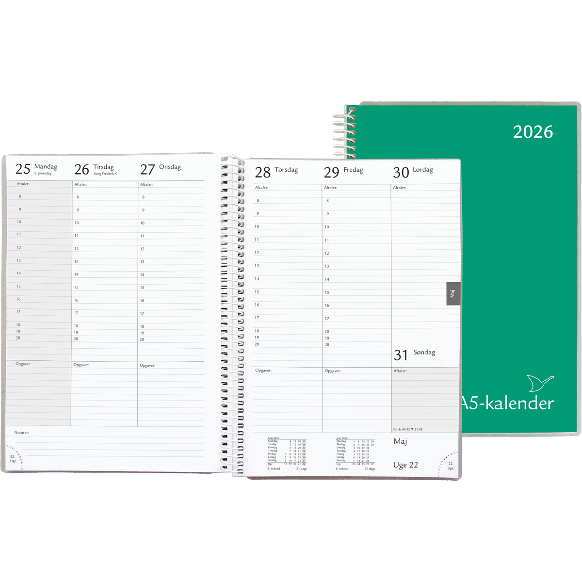 A5-kalender 2026, grøn | Kalenderbutik